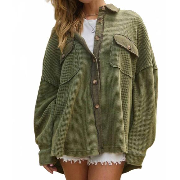 Oddi | Jackets & Coats | New Oddi Acid Washed Thermal Oversized Shacket ...